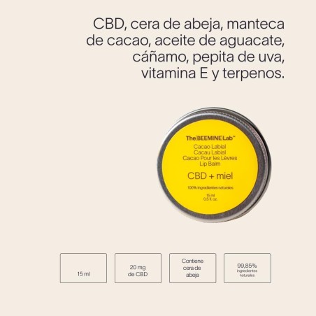 The(BEEMINE)Lab Cacao Labial CBD + Cera de Abeja, 10 ml