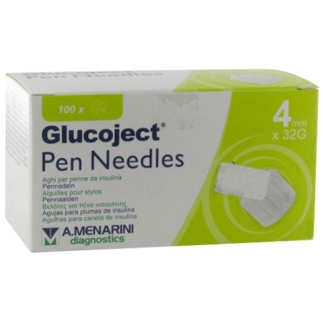 Menarini Glucoject Pen Needles 4mm x32G, 100 uds