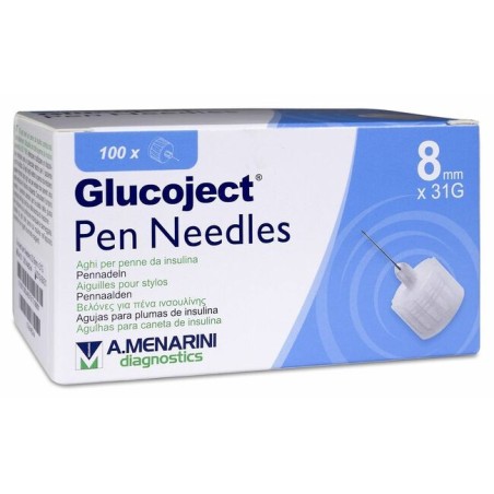 Menarini Glucoject Pen Needles 8mm x31G, 100 uds